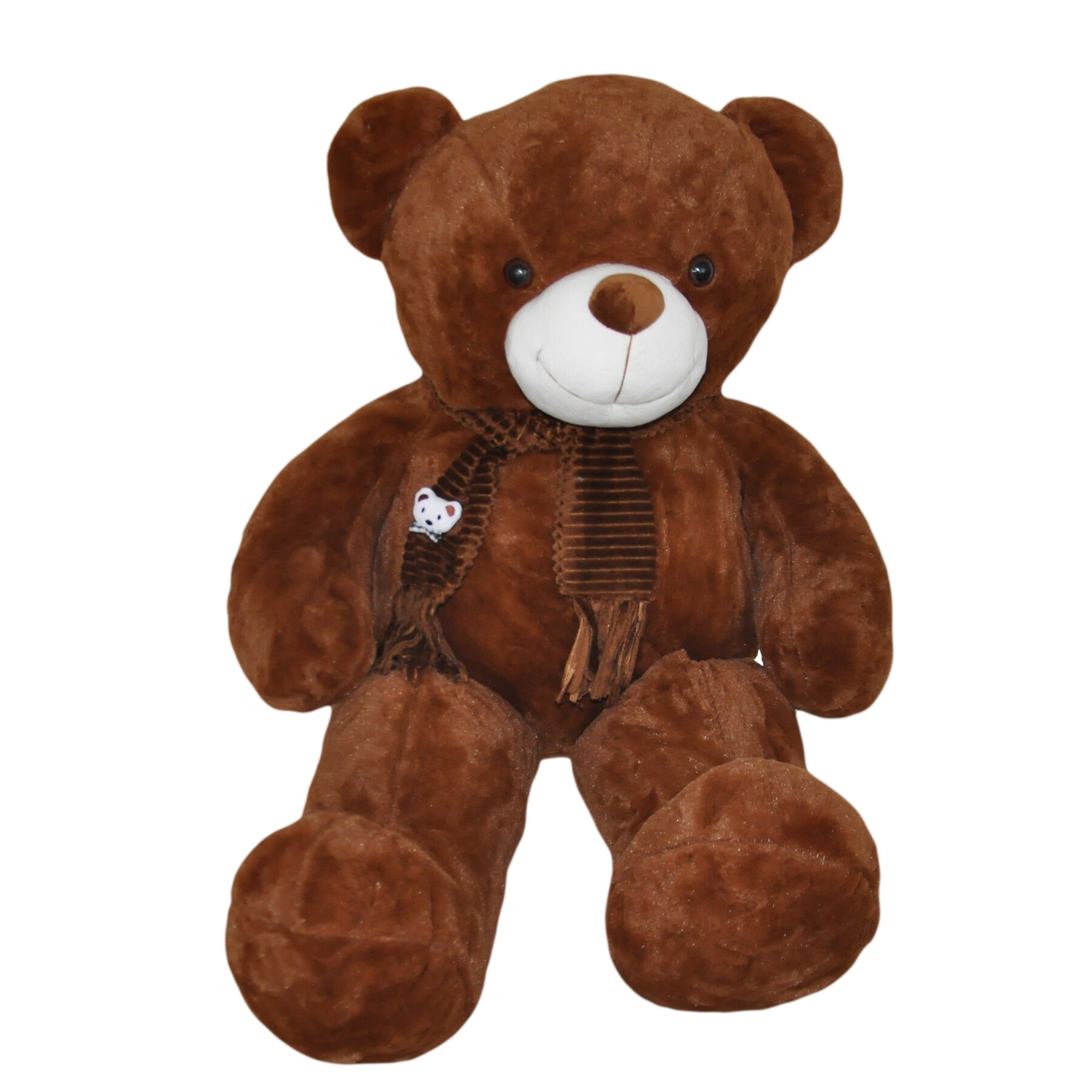 Urs Gigant de Plus cu Fular, Maro, 110 cm - eMAG.ro