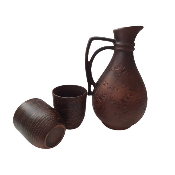 Set ulcior si pahare din lut, Keramika Gold - eMAG.ro