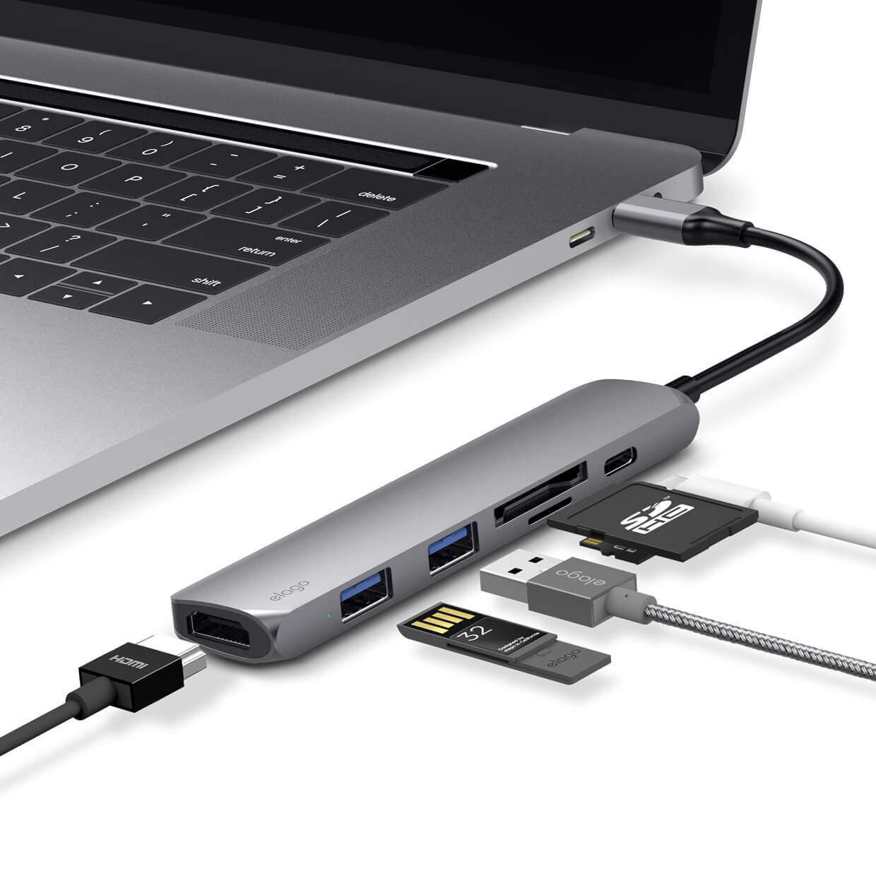 Elago Multi 6 in 1 USB-C Hub Card Reader - мултифункционален хъб за ...