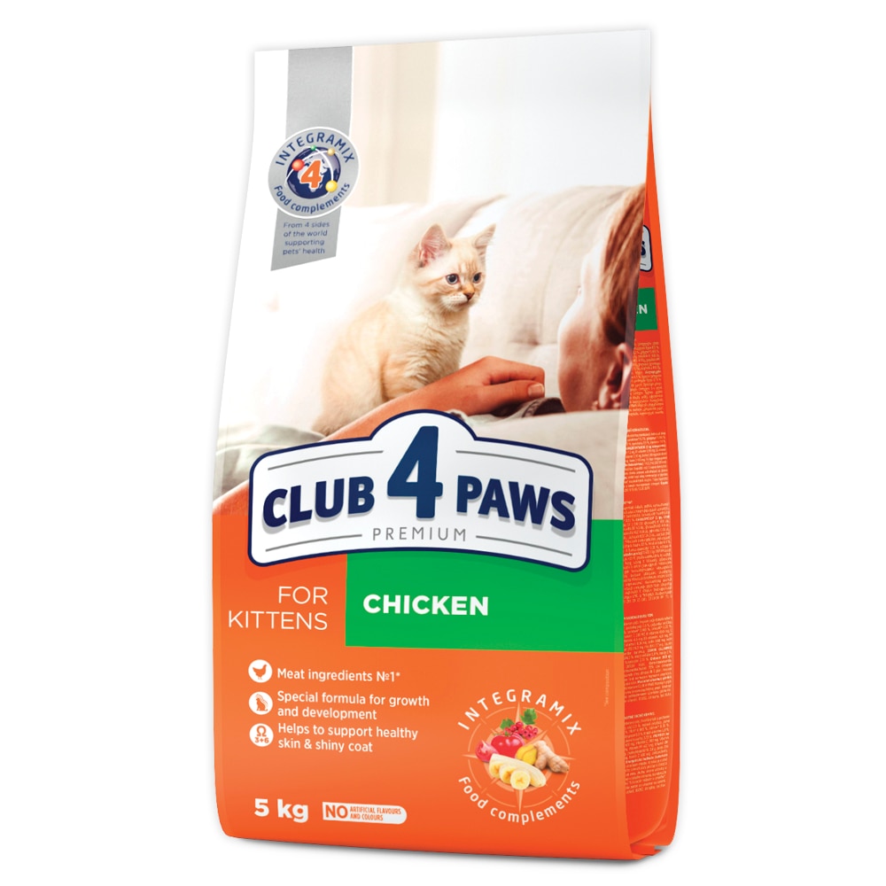 Пълноценна суха храна за котки Club 4 Paws Junior, С пиле, 5 кг - eMAG.bg