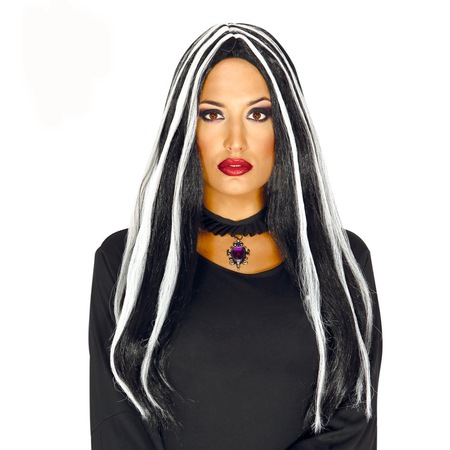 Peruca Lunga Neagra cu suvite albe - eMAG.ro