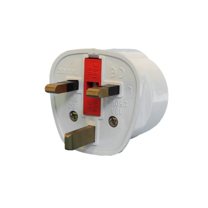 Adaptor stecher Anglia, cu impamantare, Alb - eMAG.ro