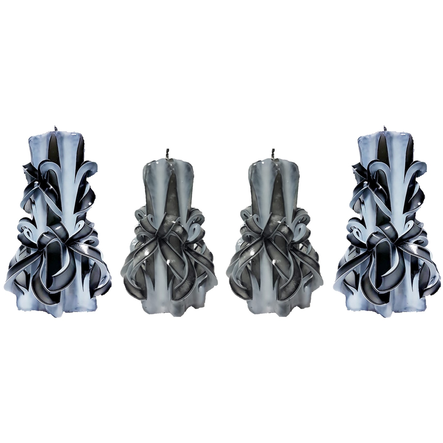 Set lumanari sculptate manual, parfumate, 4 bucati, alb- negru - eMAG.ro