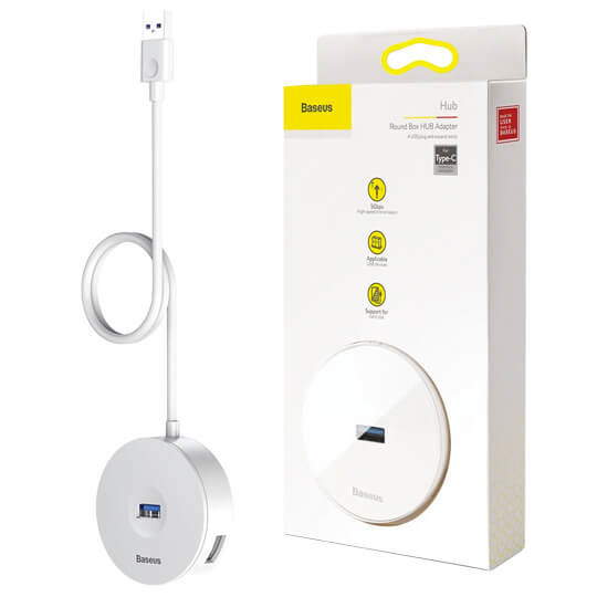 Baseus USB Round Box Hub Adapter - 4-портов USB хъб за компютри и ...