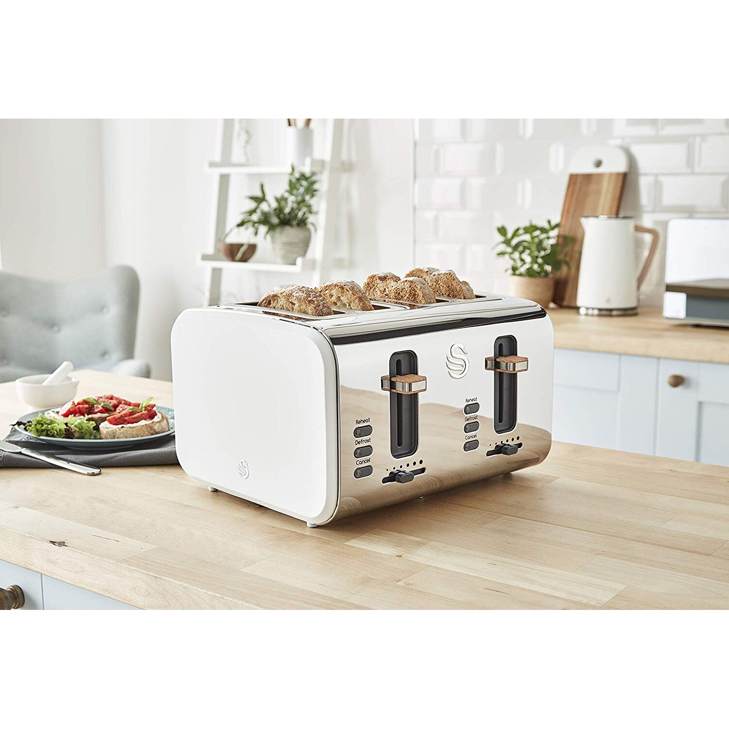 Тостер Swan Nordic Collection, 1600 W, 4 филии, Бял - eMAG.bg