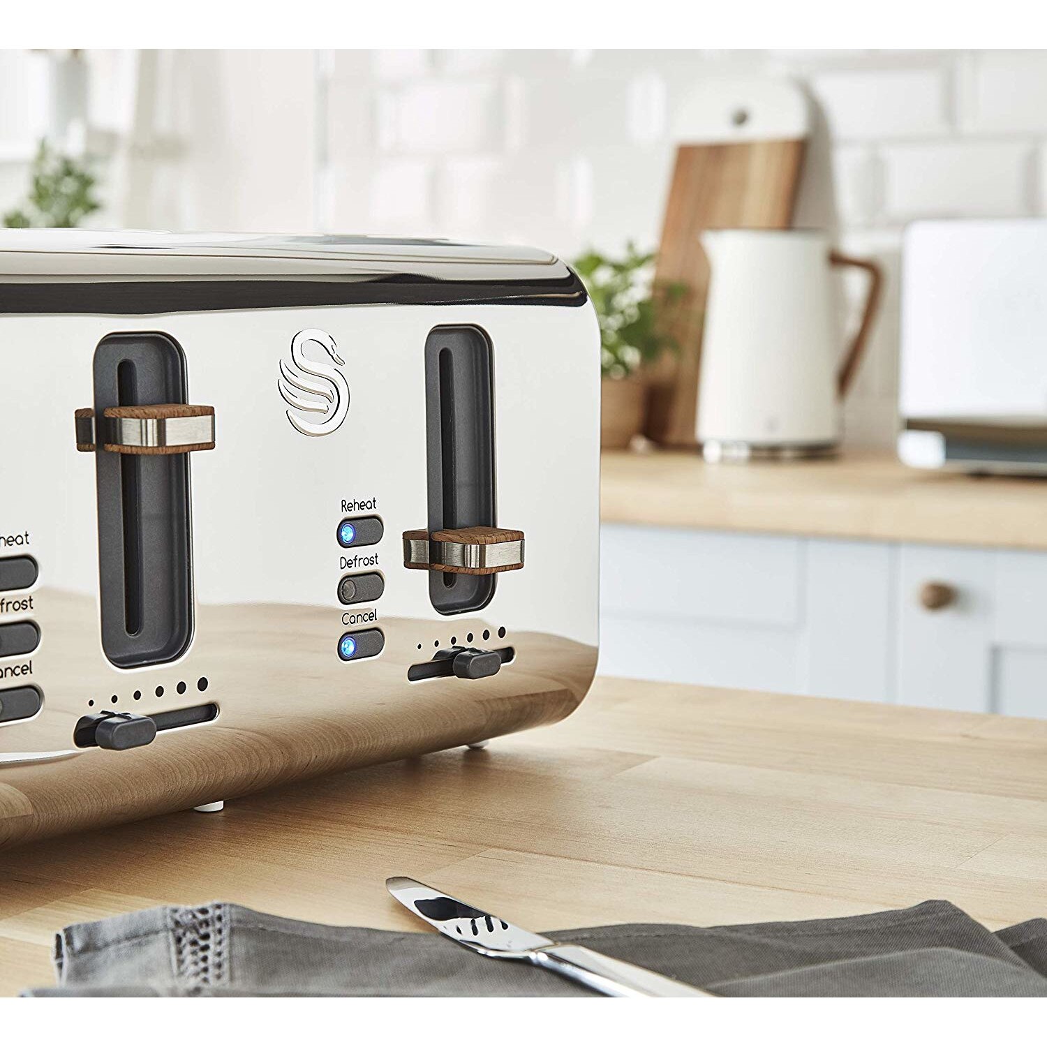 Тостер Swan Nordic Collection, 1600 W, 4 филии, Бял - eMAG.bg