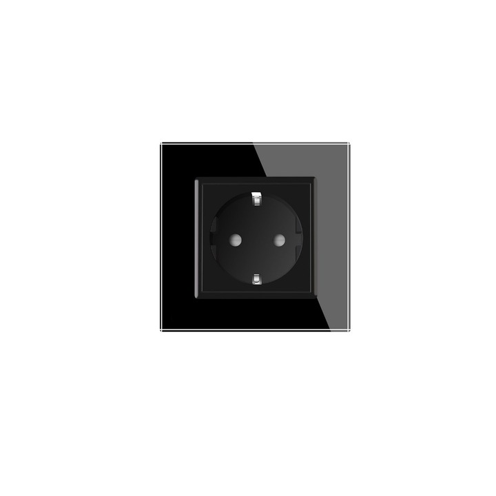 Priza simpla cu rama sticla neagra - eMAG.ro