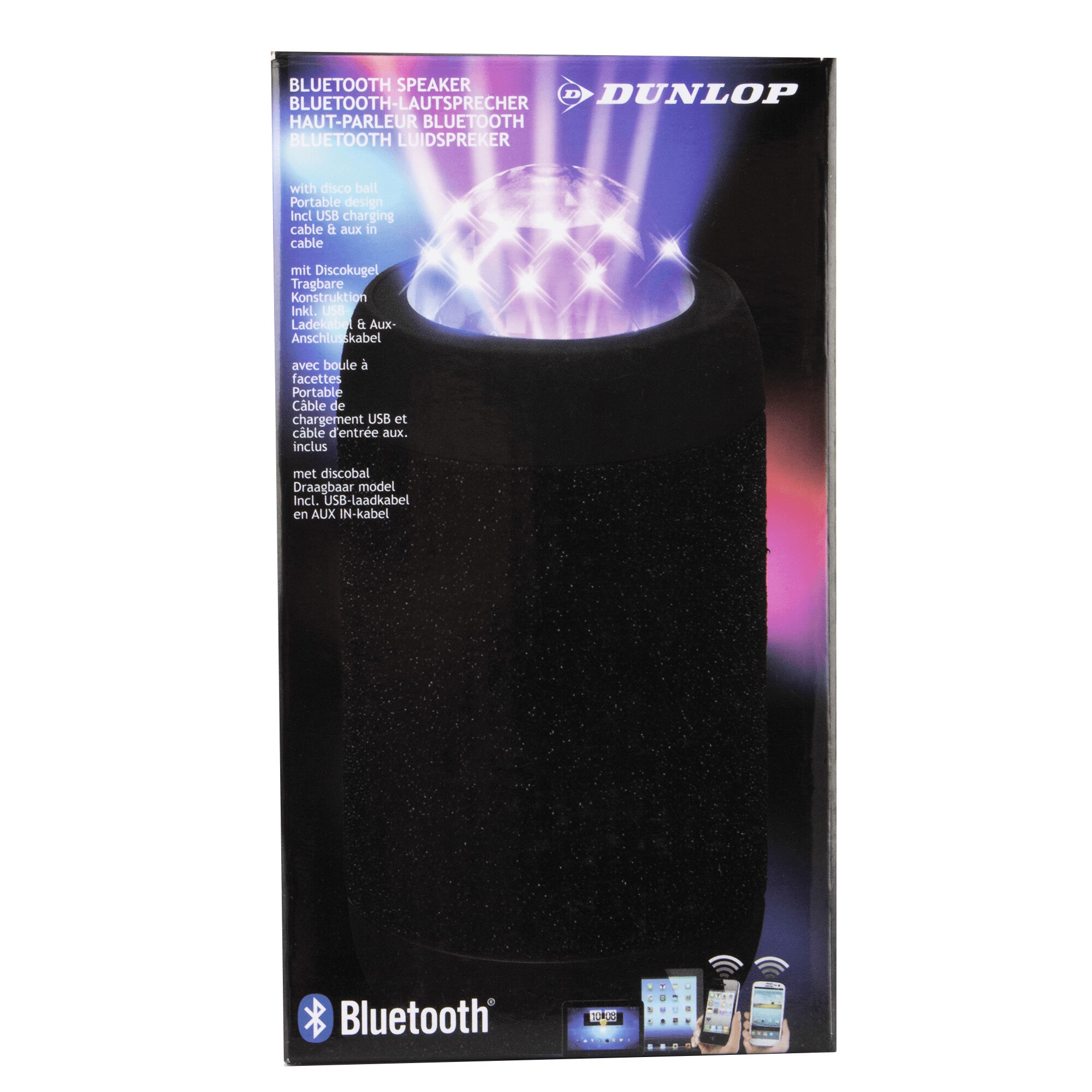 Boxa portabila Bluetooth cu lumina LED disco Dunlop, USB, 3 W, Negru ...