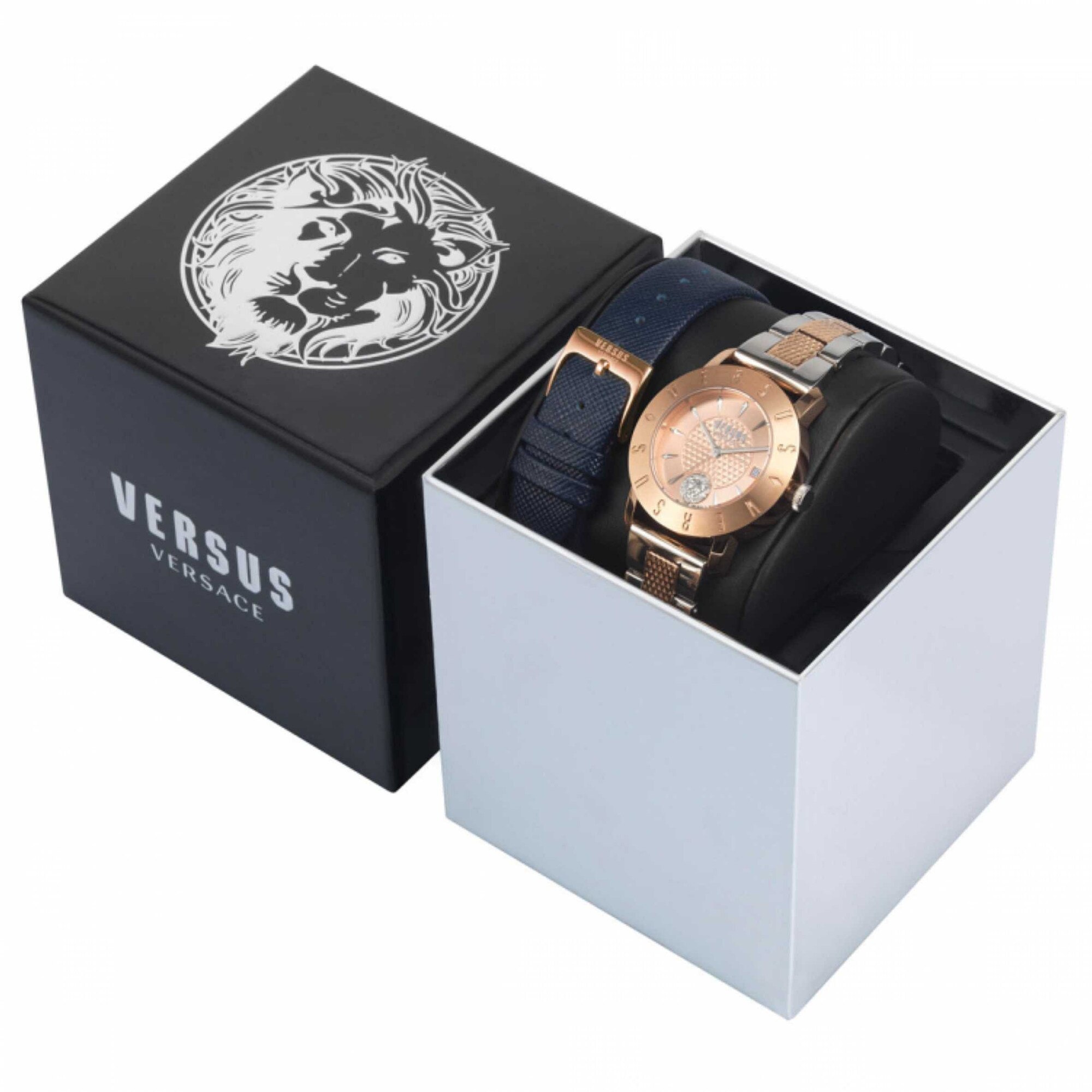 Ceas de dama Versus Versace Logo Silver/RoseGold Tone si extra curea ...