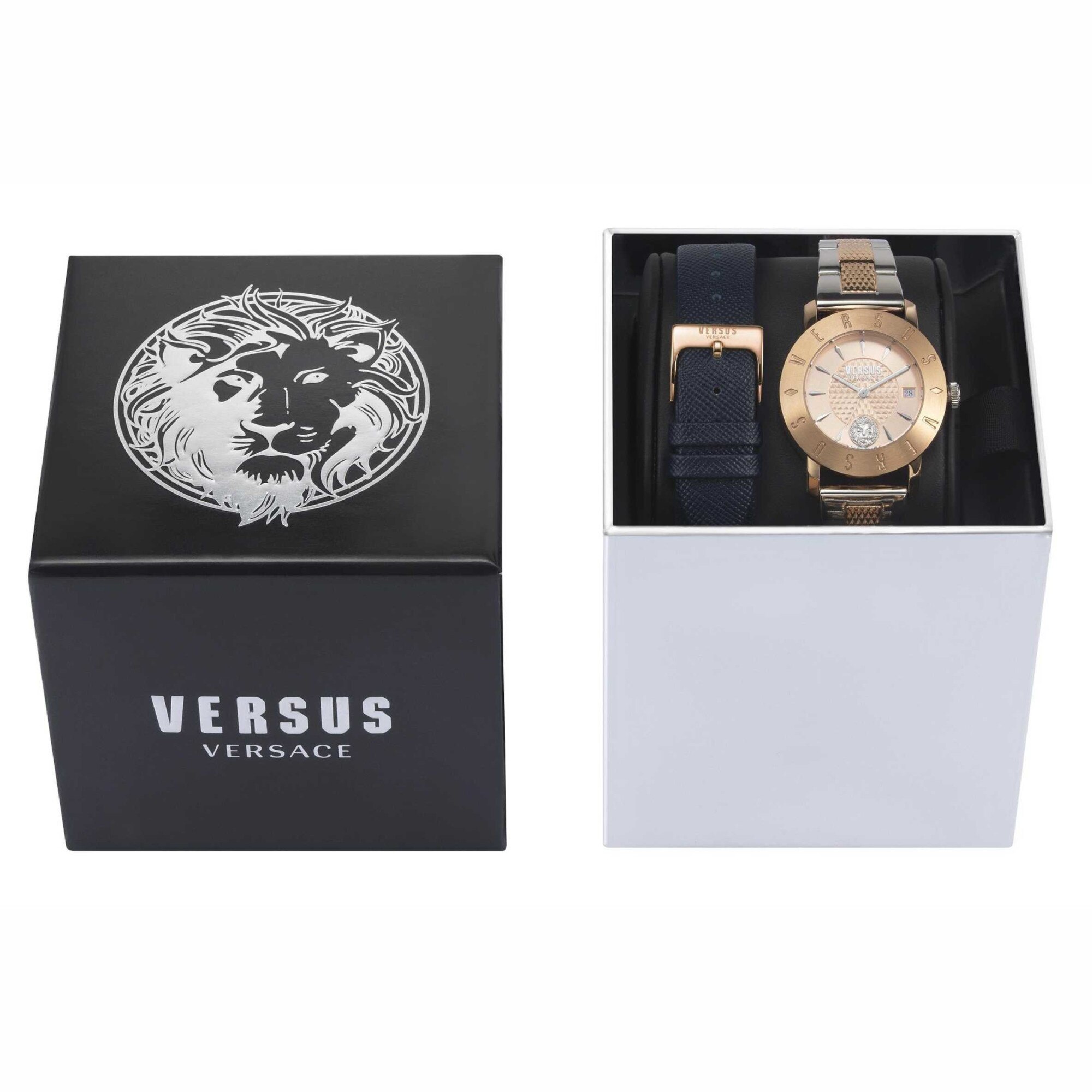 Ceas de dama Versus Versace Logo Silver/RoseGold Tone si extra curea ...