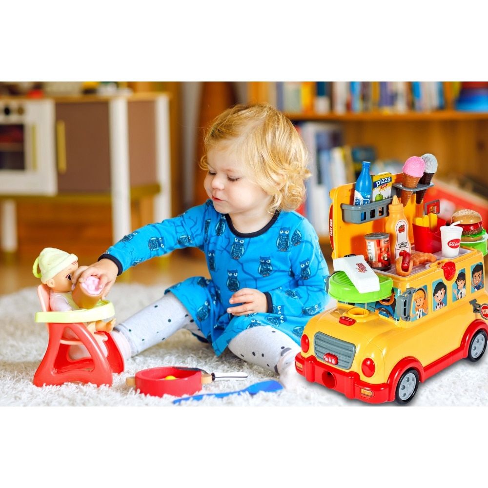 Bucatarie Mobila Multifunctionala "SchoolBus FoodTruck", 3 in 1, cu ...