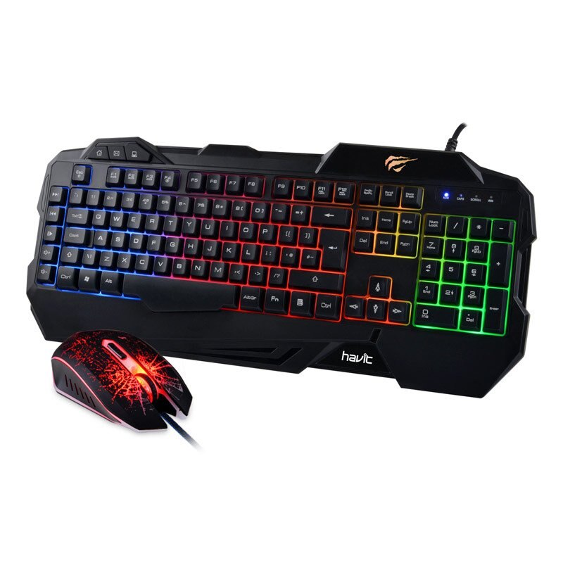 Kit Tastatura si mouse gaming Havit Gamenote KB558CM, LED, Negru - eMAG.ro
