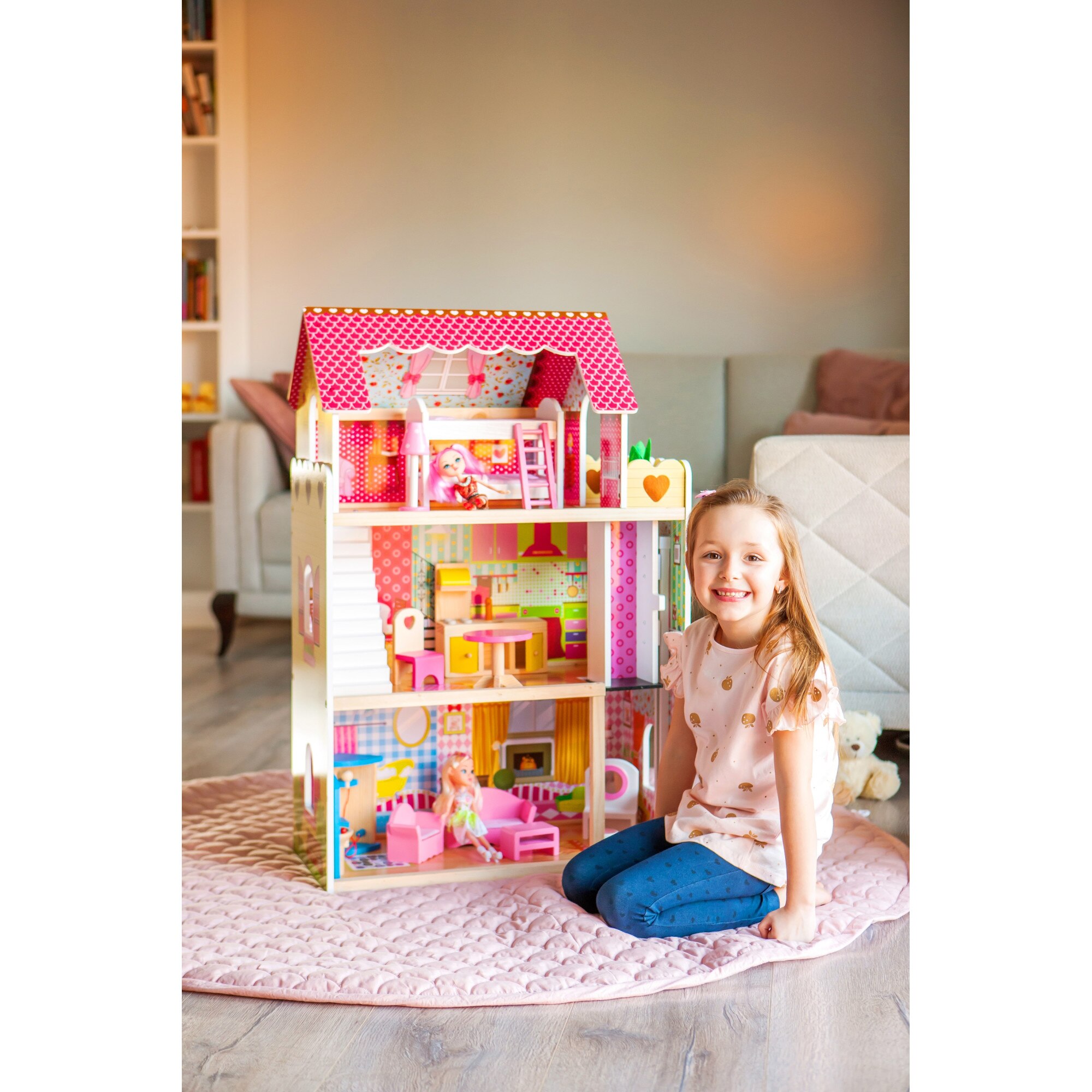 Casuta de papusi din lemn cu LIFT idealSTORE, MALIBU RESIDENCE DOLL ...