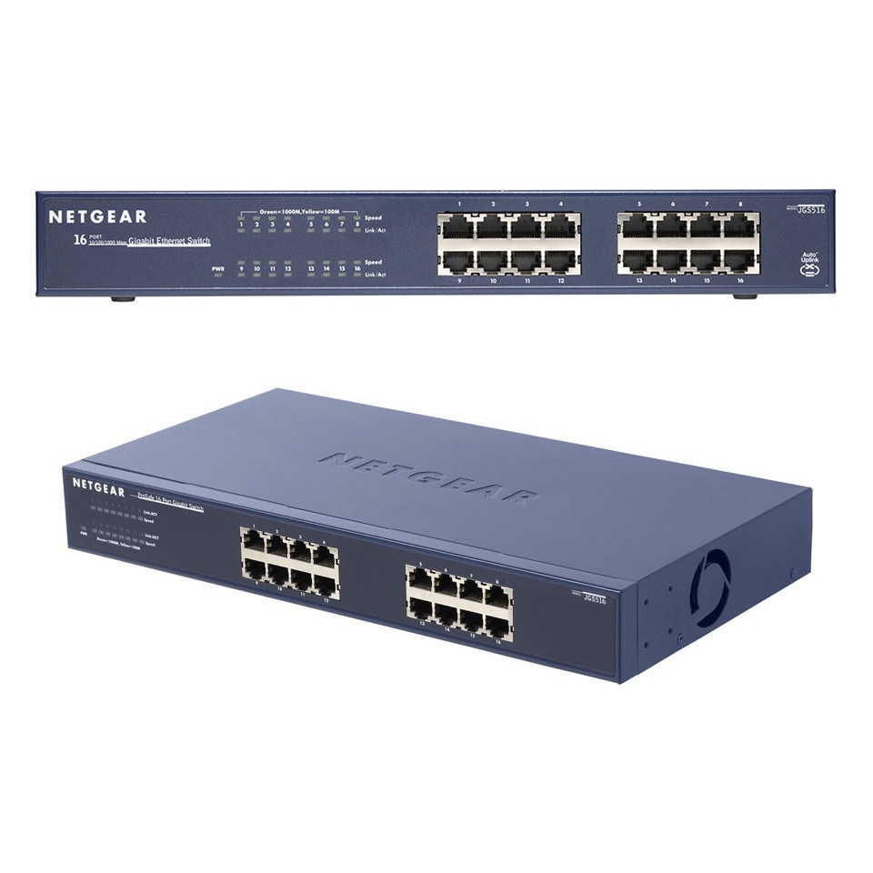 NetGear ProSAFE JGS516 kapcsoló, 16 x 10/100/1000 Mbps Gigabit Ethernet ...