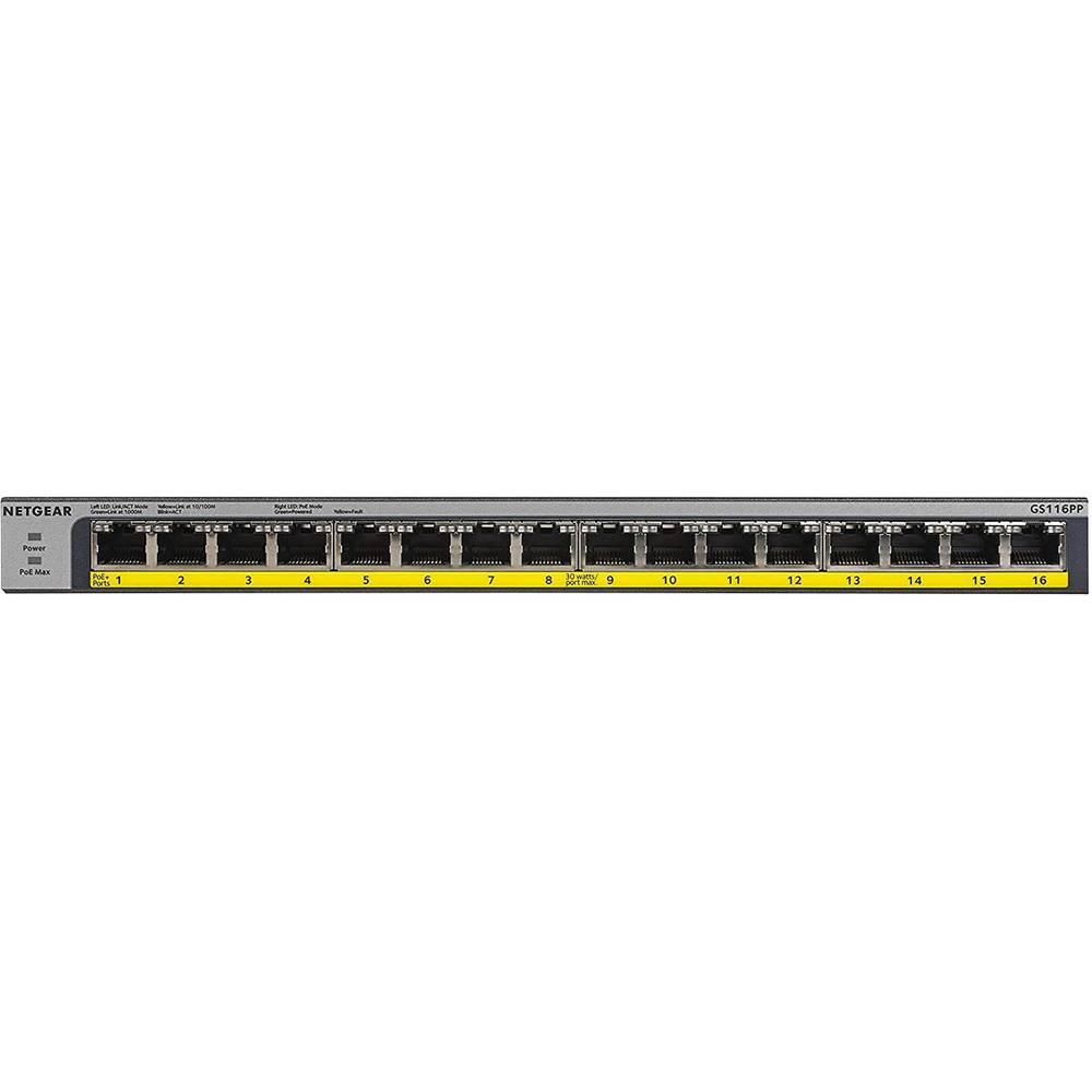 Switch NetGear ProSAFE GS116PP, 16 x 10/100/1000 Mbps Gigabit Ethernet ...