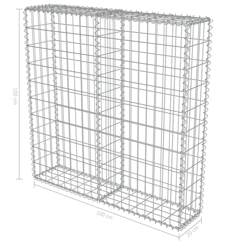 Gard tip gabion, vidaXL, Otel galvanizat, 100 x 20 x 100 cm, Argintiu ...