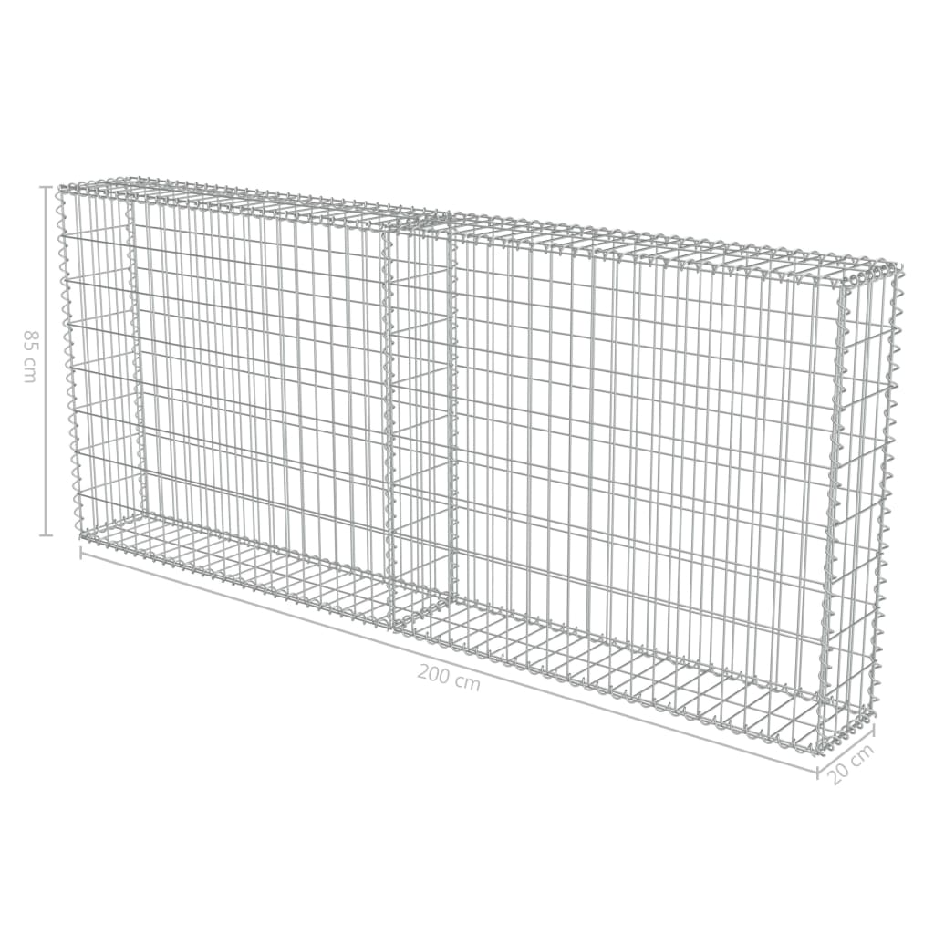 Gard tip gabion, vidaXL, Otel galvanizat, 200 x 20 x 85 cm, Argintiu ...