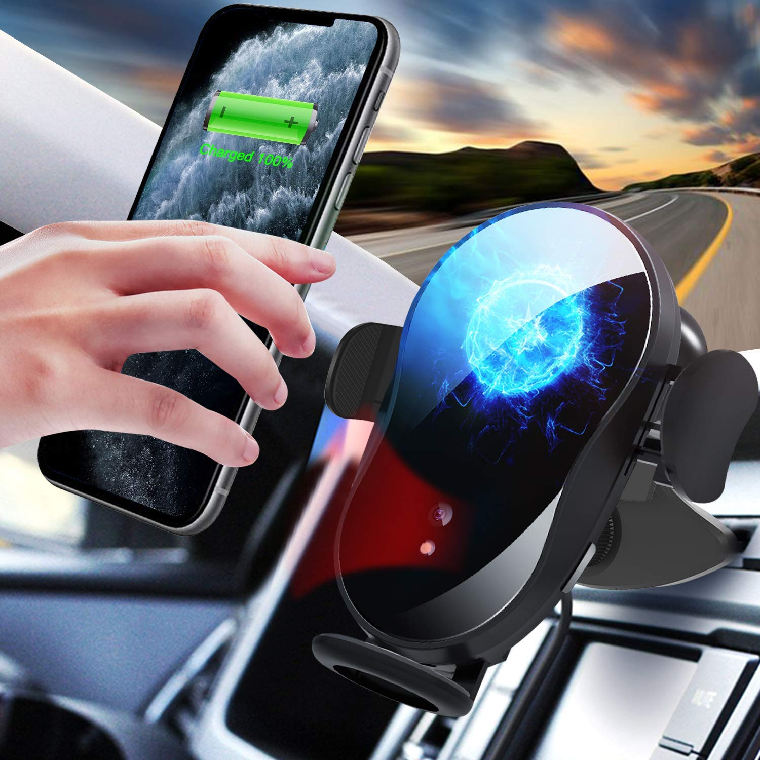 Suport incarcator wireless-telefon auto, AIX, incarcare rapida 15W ...