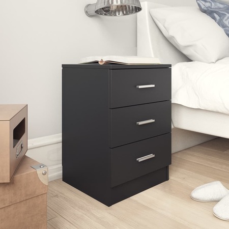 Noptiera, cu design elegant, negru, 38x35x56 cm, PAL, Pentru dormitor ...