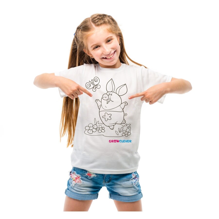 Pachet Tricou de colorat Si 3 Markere Pintor, Alb, model Purcelus, Grow ...