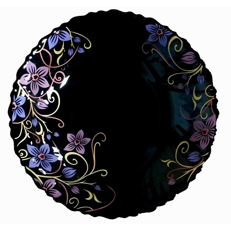 Set 6 farfurii negre opal adanci 22cm,decor floral mov - eMAG.ro