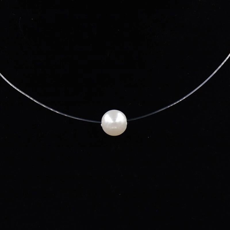 Colier - Chocker Perla cu Guta Elastica Transparent - eMAG.ro