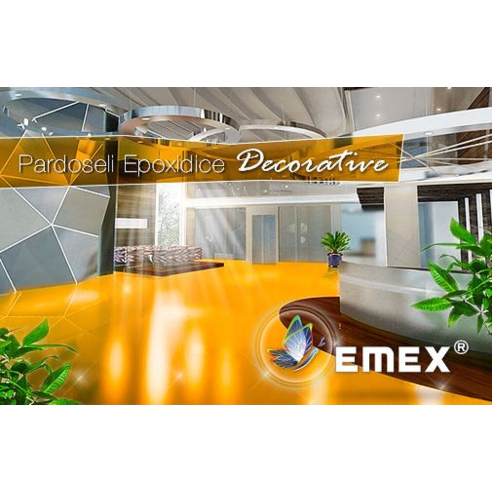 Полиуретанова подова боя "EMEX", жълта, 4 кг кутия, включен втвърдител ...