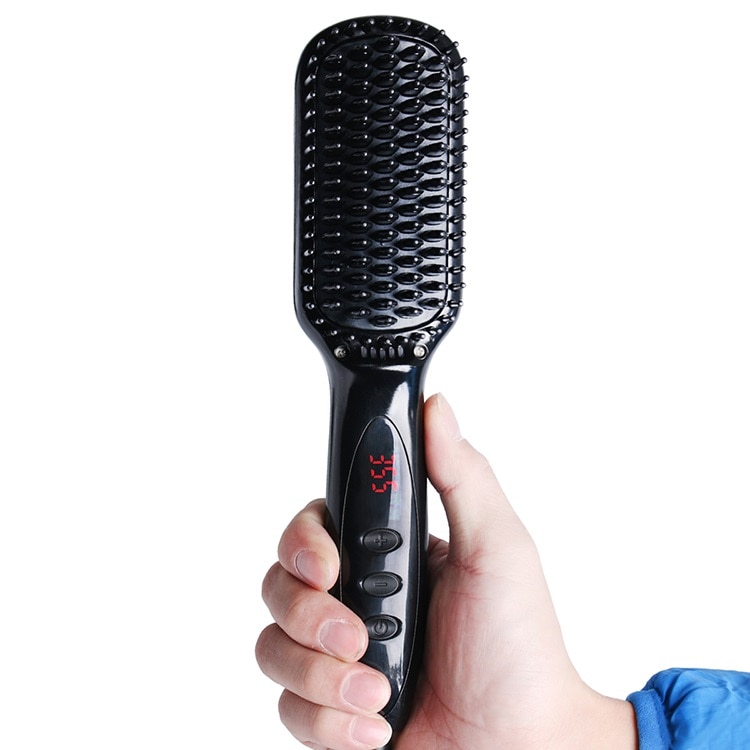 Perie de indreptat parul si barba 3 in 1, Pyramid, electrica cu invelis ...