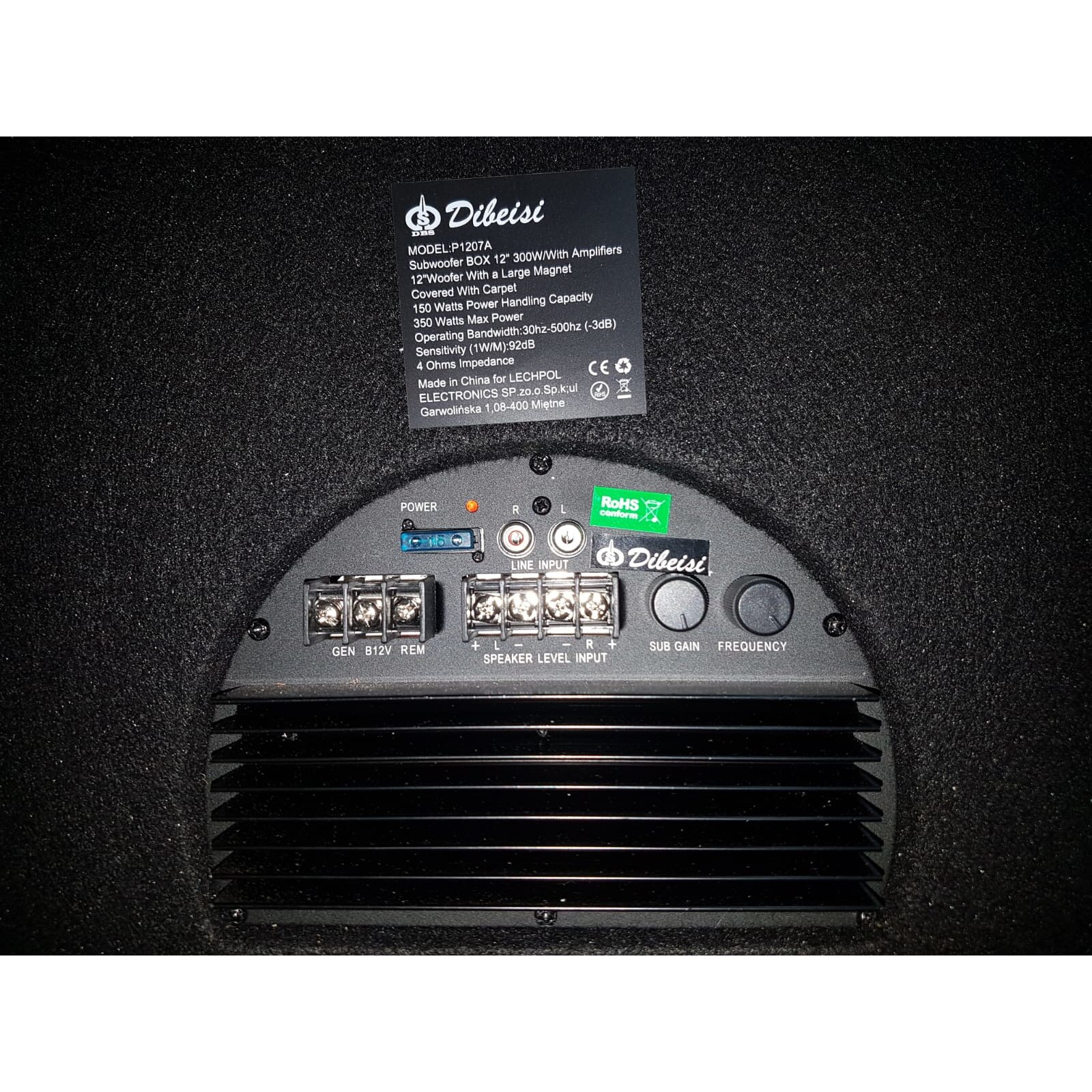 Subwoofer Auto 12 inch cu amplificare 350W RMS 150W PHC Dibeisi - eMAG.ro