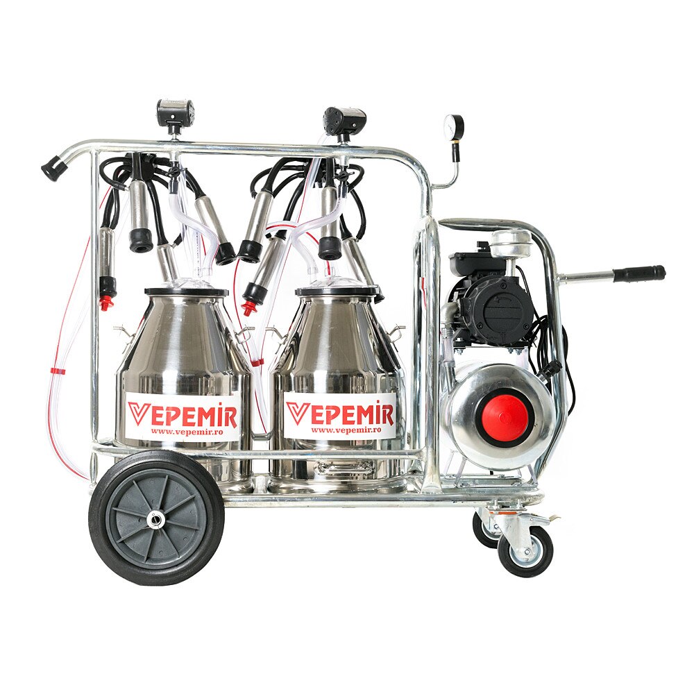 Mulgatoare, Aparat de muls vaci, VEPEMIR, 2 posturi si 2 bidoane Inox ...