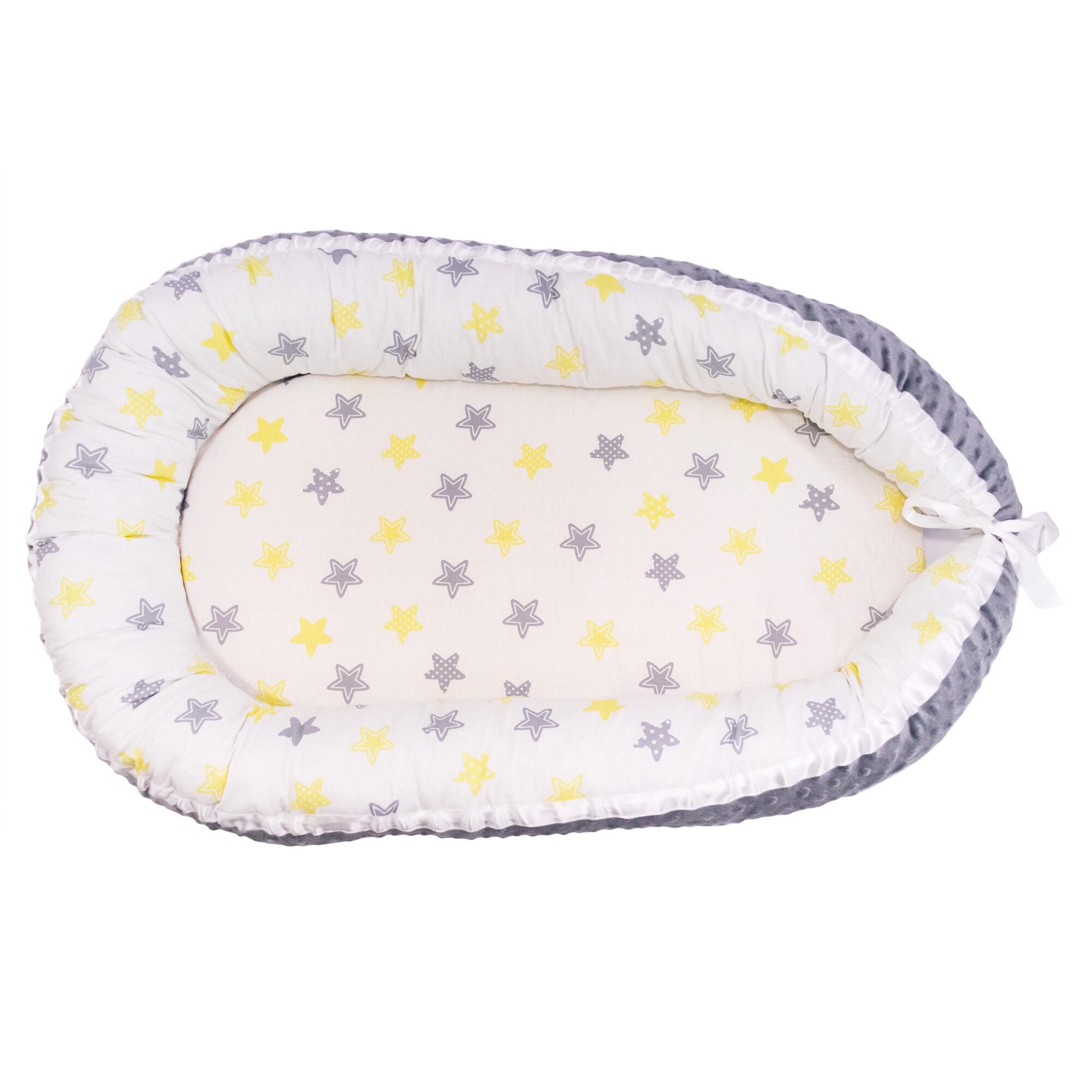 Cosulet bebe, Baby Nest cu doua fete, Yellow Star cu Minky plus, 85x50 ...