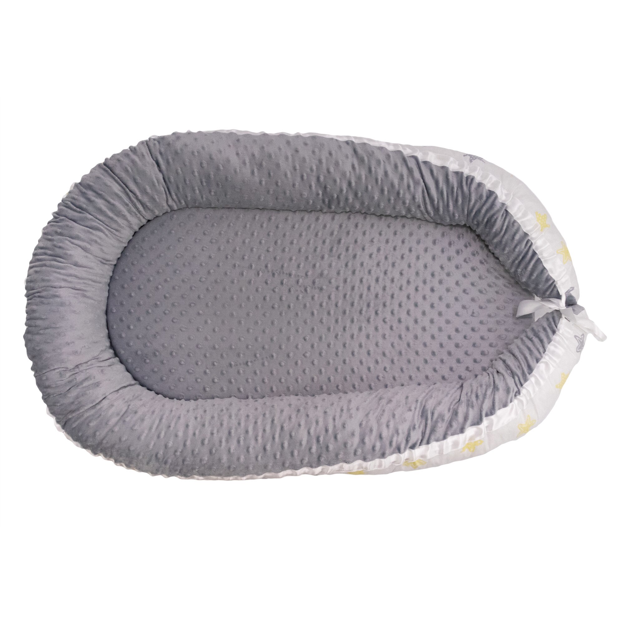 Cosulet bebe, Baby Nest cu doua fete, Yellow Star cu Minky plus, 85x50 ...