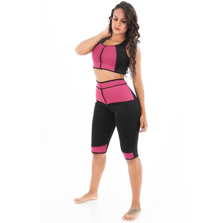 Costum Fitness pentru slabit femei, SlimBody, Negru Roz, Neopren, S EU ...