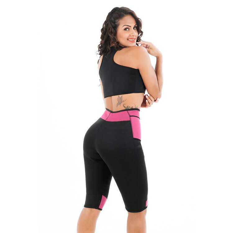 Costum Fitness pentru slabit femei, SlimBody, Negru Roz, Neopren, S EU ...