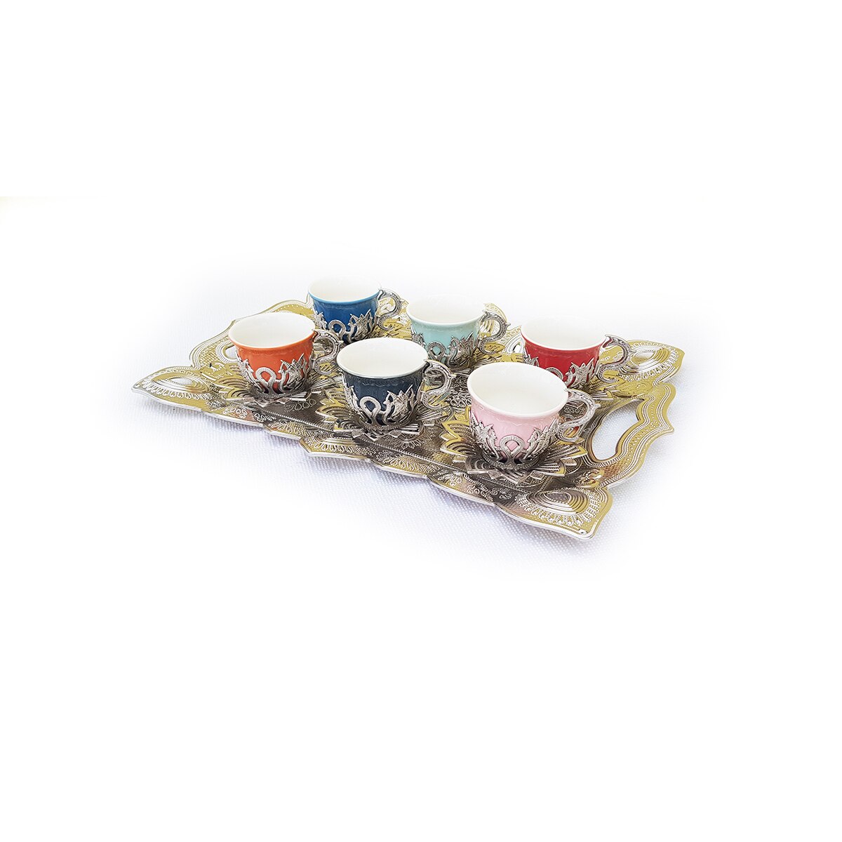 Set cafea turceasca din cupru, Busem, 19 piese, culoare Argintiu - eMAG.ro