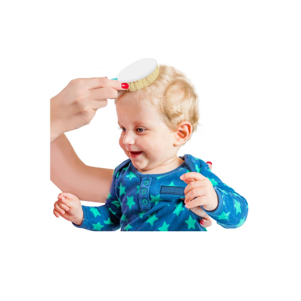 Set pieptan si perie din peri naturali BabyJem Pink - eMAG.ro