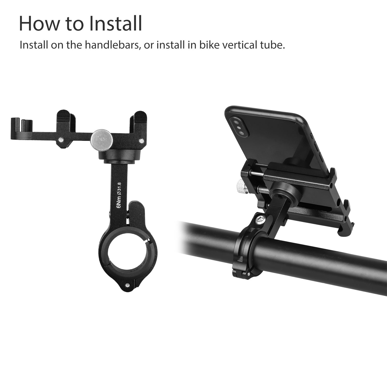 GUB PLUS 6 стойка за телефон за велосипед мотоциклет черна - eMAG.bg