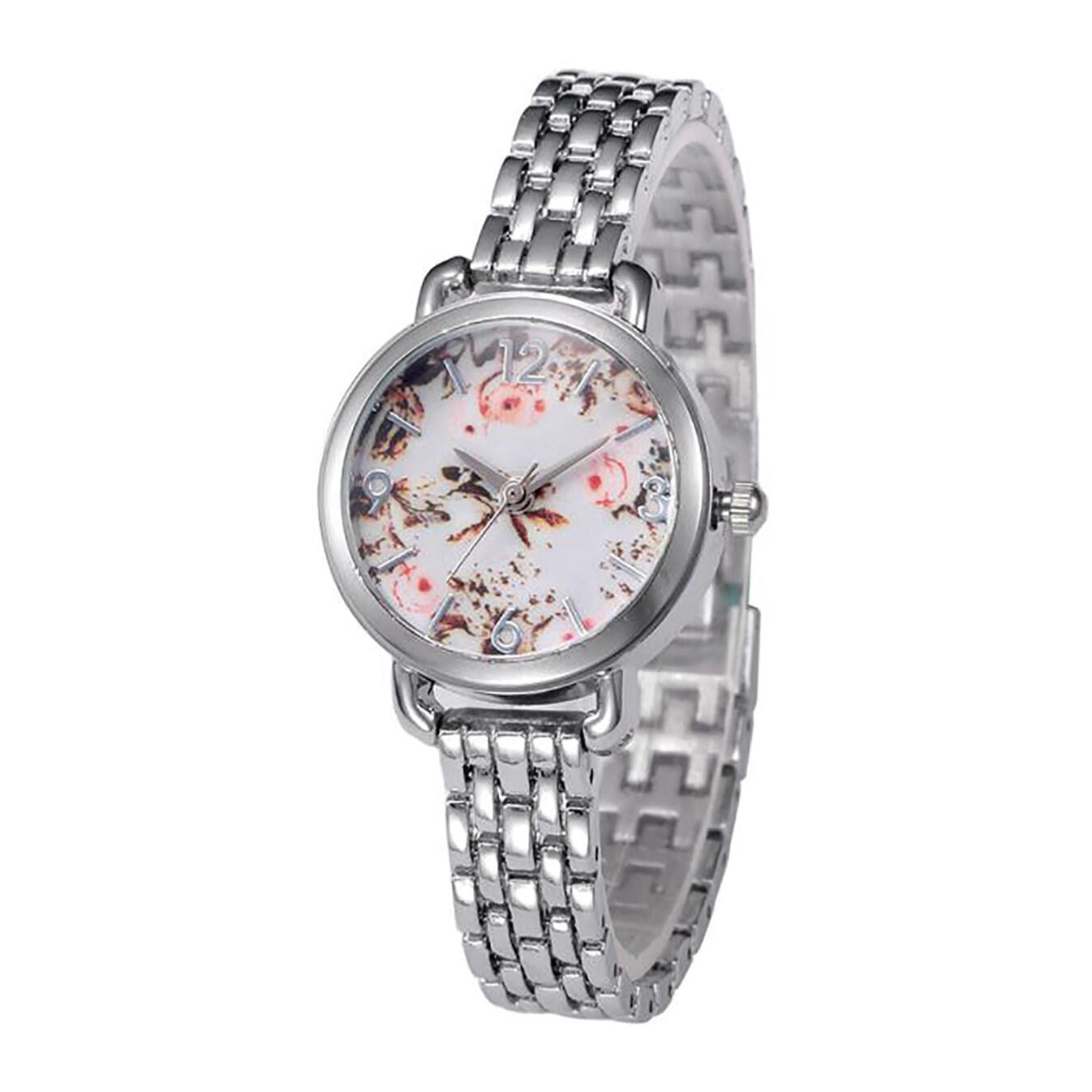 Ceas de dama Quartz, model floral, V1 Argintiu - eMAG.ro