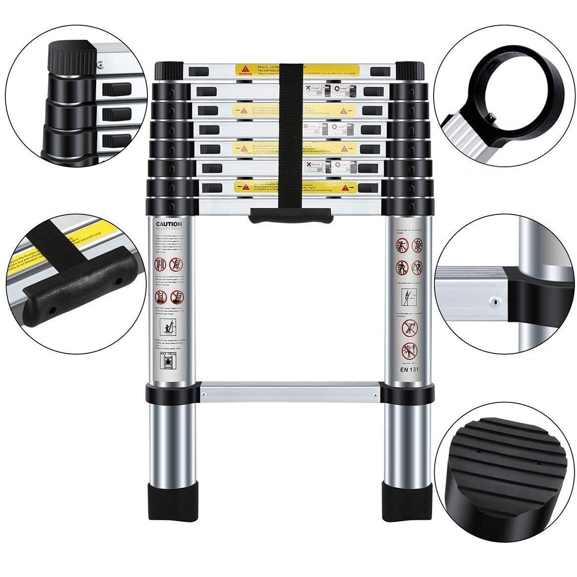 Scara telescopica aluminiu, 9 trepte, 2.6 metri, Danubewd Tools - eMAG.ro