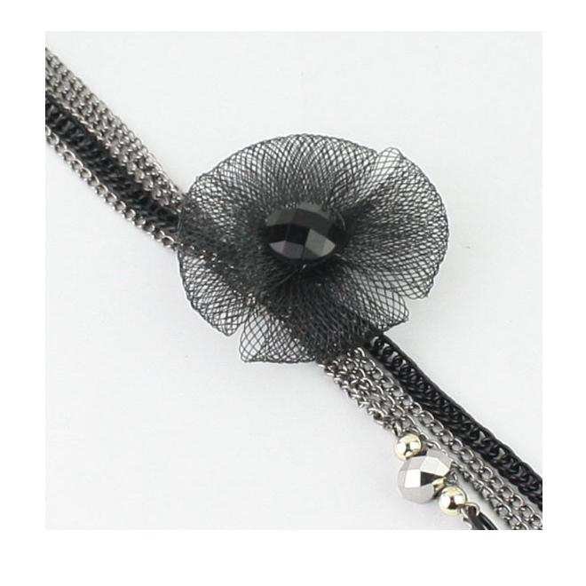 Colier elegant lung, metalic, cu floare si lantisoare - BeSpecial - eMAG.ro