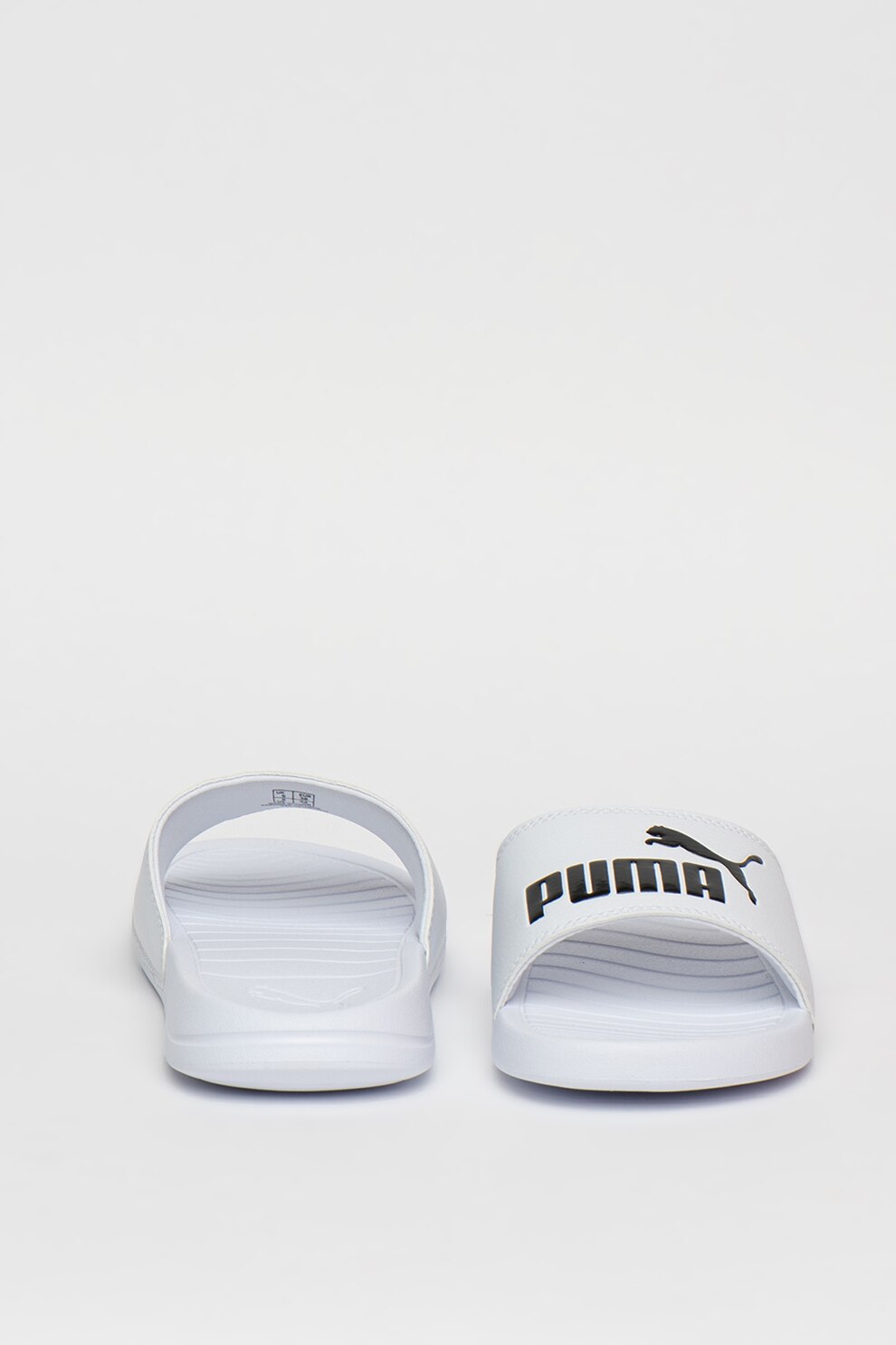 Puma, Papuci unisex cu logo Popcat 20, Alb/Negru, 4 - eMAG.ro