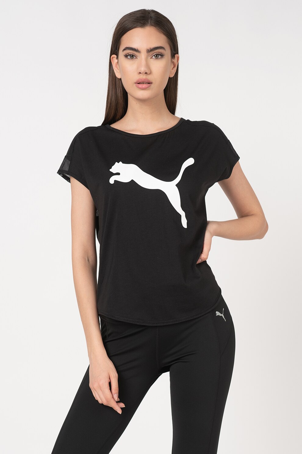 Puma, Тениска Dry Cell Studio за фитнес с лого, Черен, M - eMAG.bg