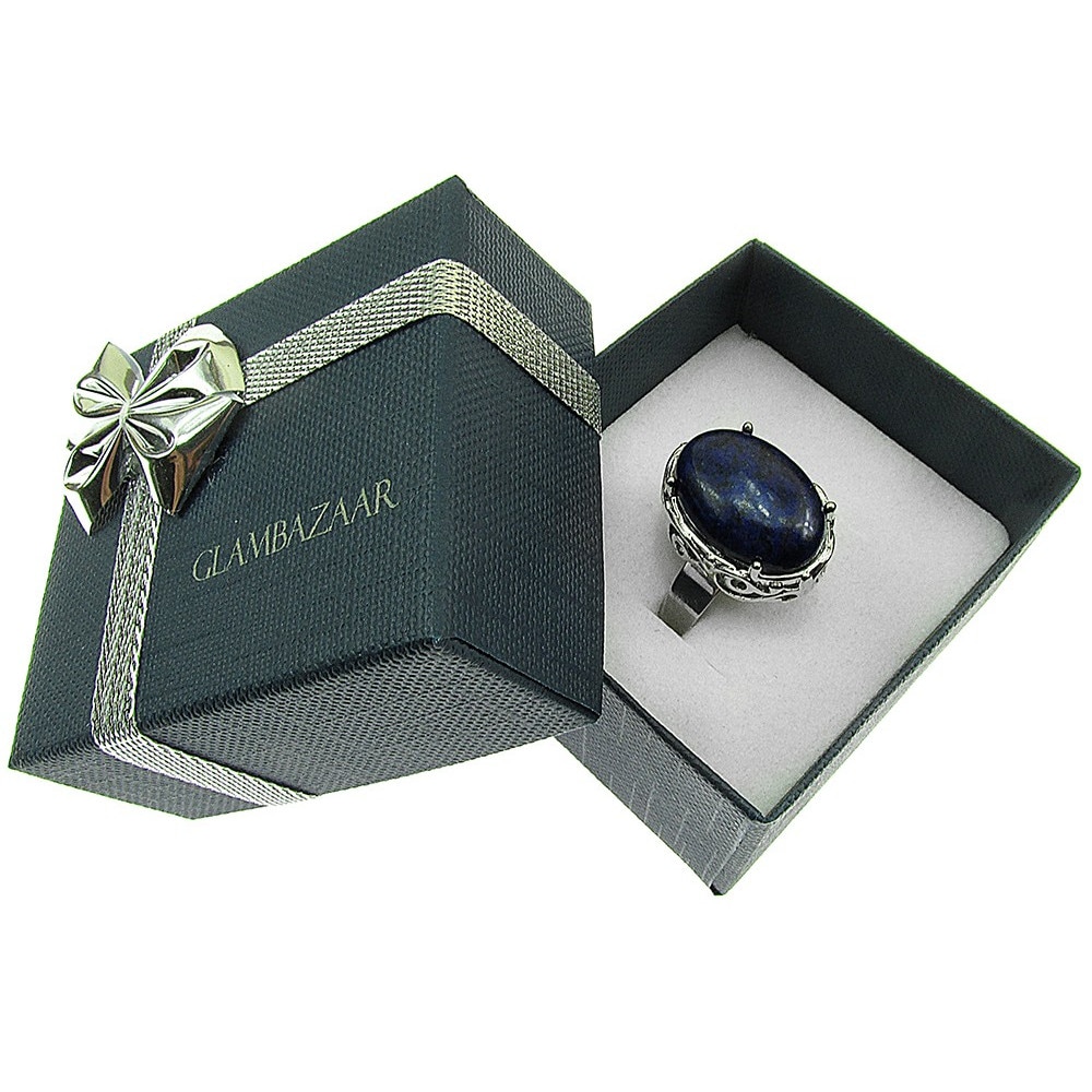 Inel retro reglabil cu lapis-lazuli natural, GlamBazaar - eMAG.ro