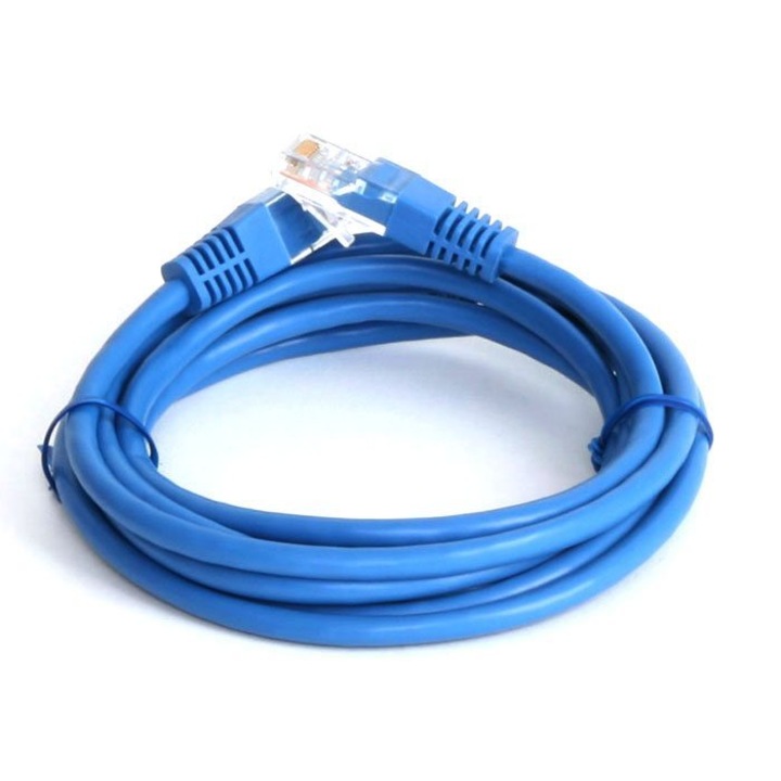 Cablu UTP Retea, Albastru, Ethernet Cat 5e, 10m Lungime - Cablu Patch ...