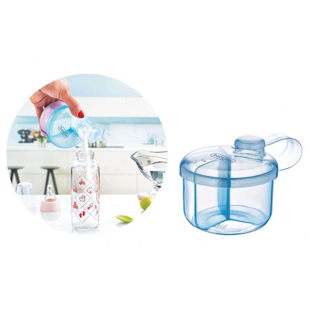 Recipient BabyJem pentru lapte praf cu 3 compartimente Practic Blue 300 ml - eMAG.ro