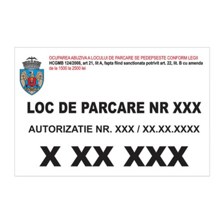 Placuta loc parcare, Loc de parcare nr. XXX, 200x300, PVC 3 mm - eMAG.ro