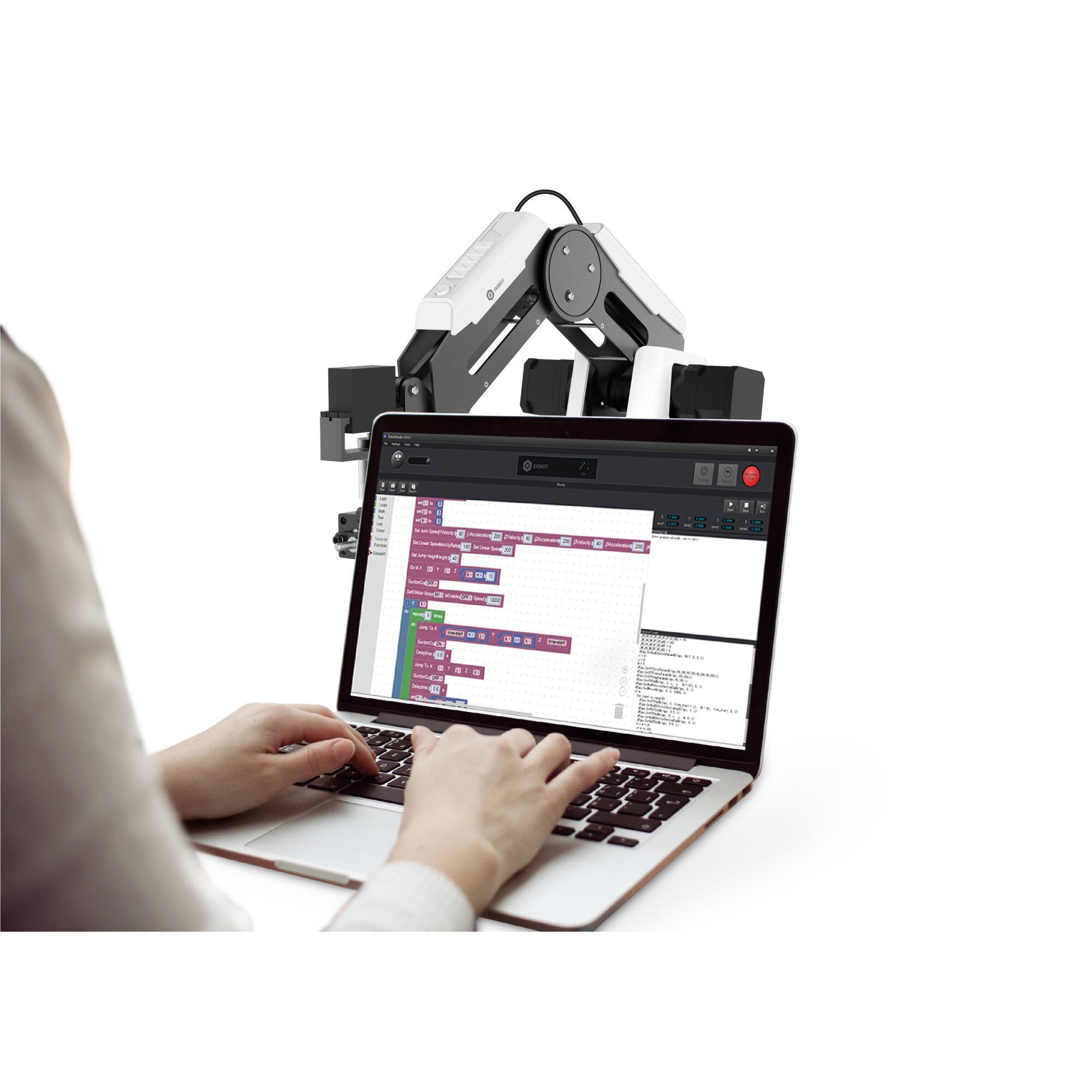 Brat robotic Dobot Magician, Wi-Fi, Imprimare 3D, Gravare laser, Alb ...