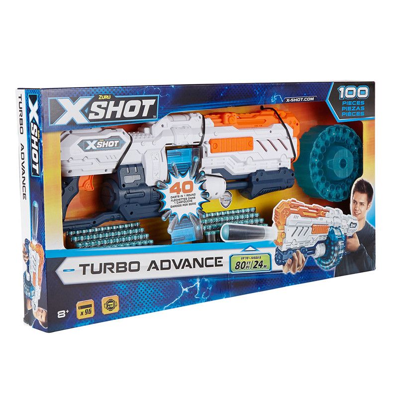 Играчка картечница, 96 стрели, X-Shot, Пълнител 40 стрели, обхват 27 ...
