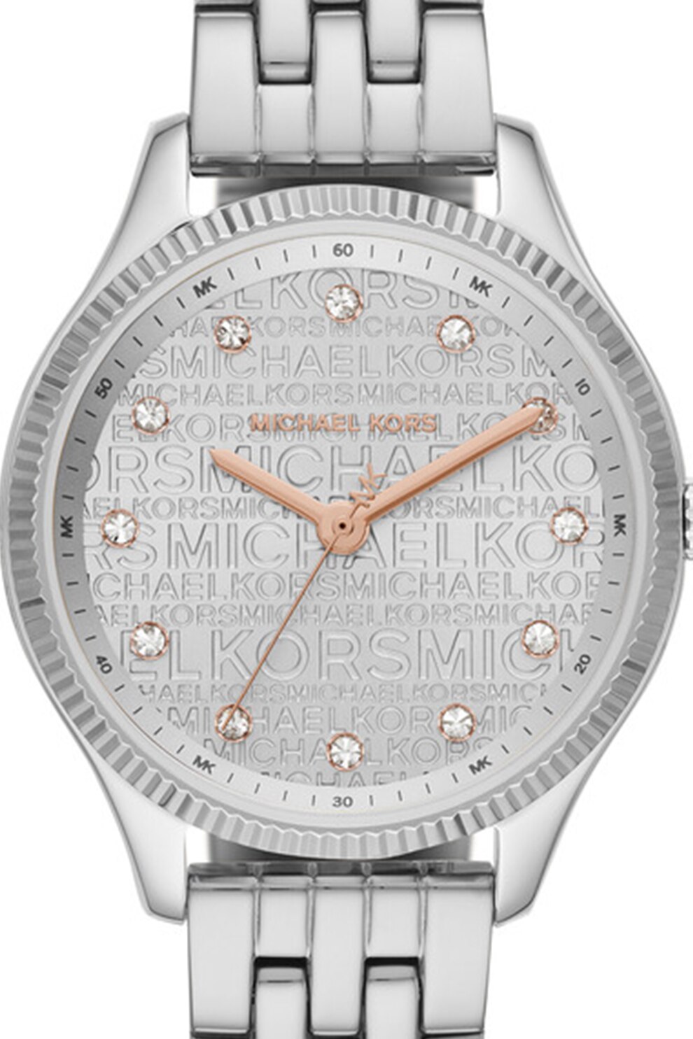 Michael Kors, Часовник от неръждаема стомана с кристали, Сребрист ...