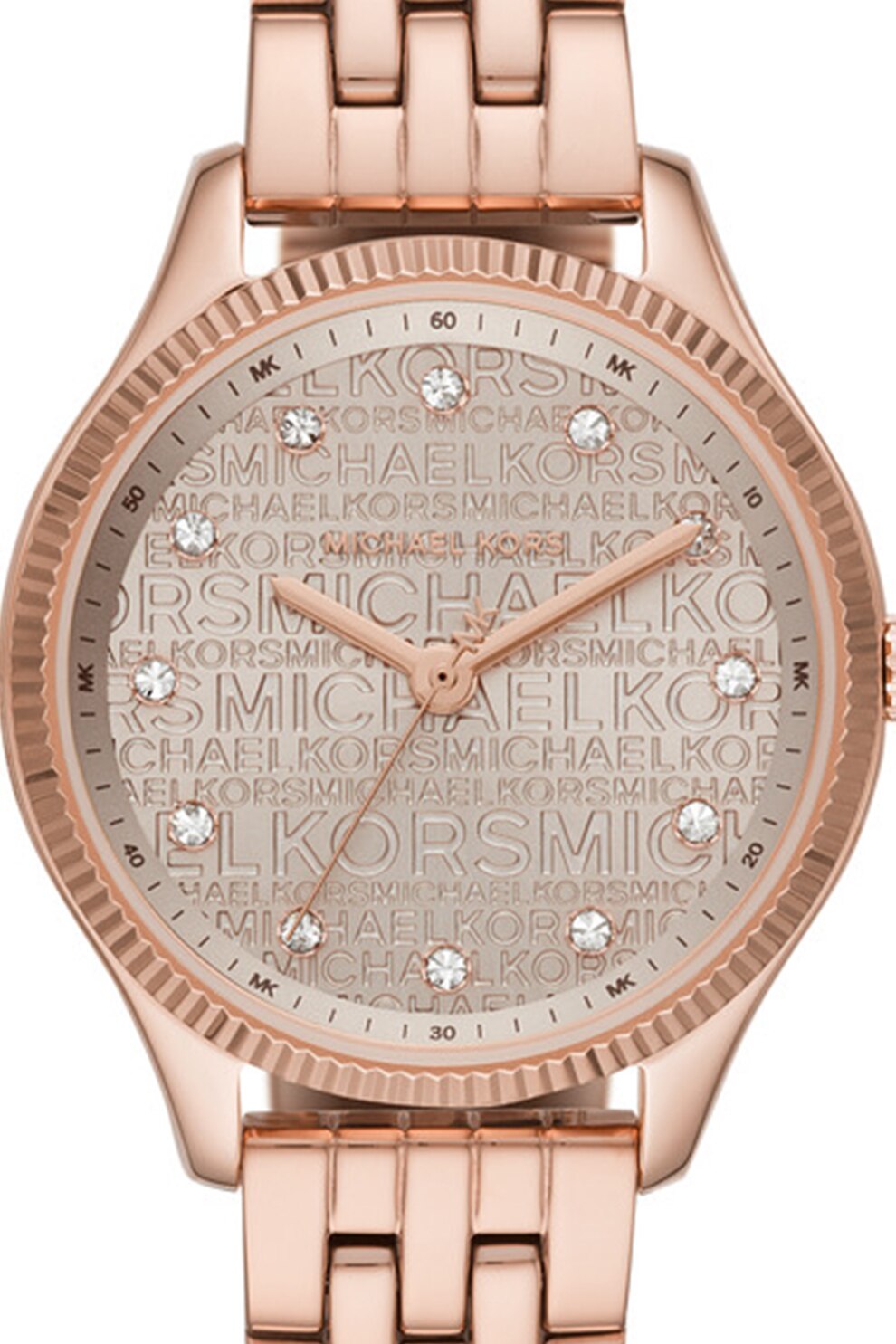 Michael Kors, Часовник от неръждаема стомана с кристали, Розово-златист ...